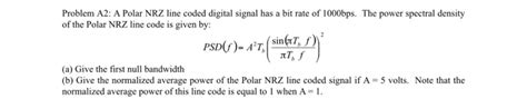 Solved Problem A2 A Polar Nrz Line Coded Digital Signal Has