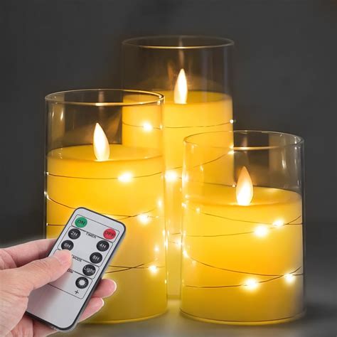 Lkh Led Candles 3pack Flameless Flickering Candles 36 Warm White Leds 4