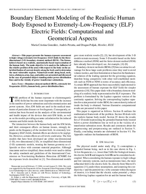 Pdf Boundary Element Modeling Of The Realistic Human Body Exposed To