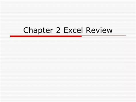 ppt chapter 2 excel review powerpoint presentation free download