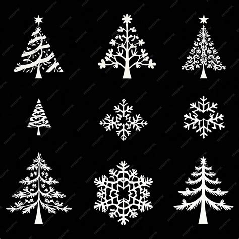 A Black Background With A White Snowflake And A Tree With Snowflakes