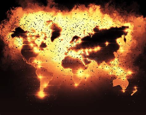 Exploding Fire World Map Continental Particles Background 3d