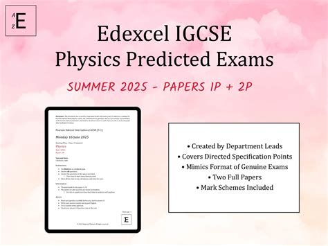 Summer 2025 Igcse Physics Predicted Exams Edexcel Papers 1p And 2p Teaching Resources