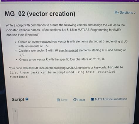 Solved Mg02 Vector Creation My Solutions Write A Script