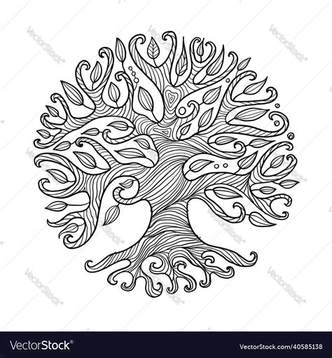 Art Tree With Roots For Your Design Royalty Free Vector