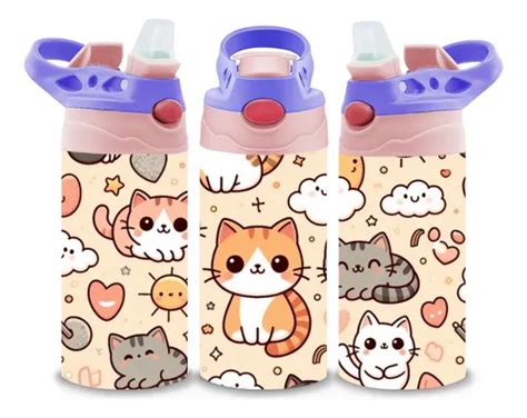 Termo Infantil Gatitos Kawai Acero Inoxidable Ml Lila Meses Sin Inter S