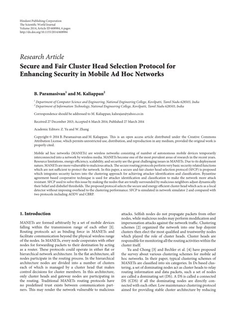 Pdf Secure And Fair Cluster Head Selection Protocol For Enhancing