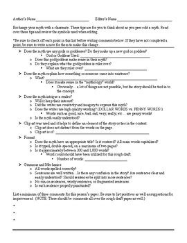 Writing A Mythology Story Assignment By Amy Bruneau TpT