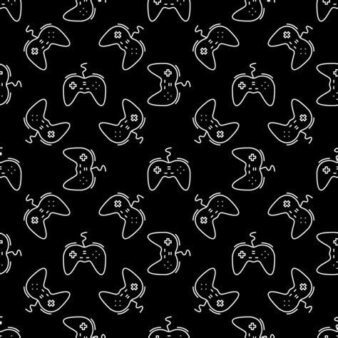 Game Controller With Wire Vector Game Pad For Pc Dark Seamless Pattern