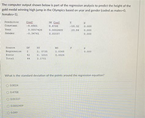 [solved] the computer output shown below is part of the regression