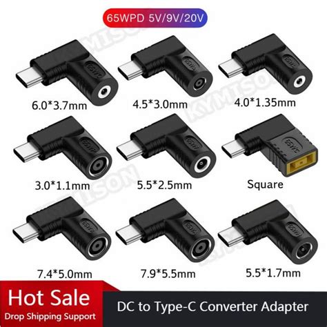 Dc To Type C Pd Power Jack Connector Universal Laptop Charger To 65w