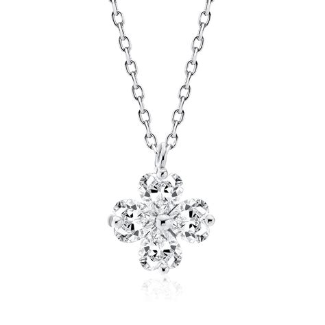 Colier Argint Trifoi Cu 4 Foi Cu Pietre Diamanti Z2201nrw Dia