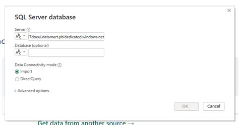 Cant Connect To Datamart Using Sql String On Powe Microsoft
