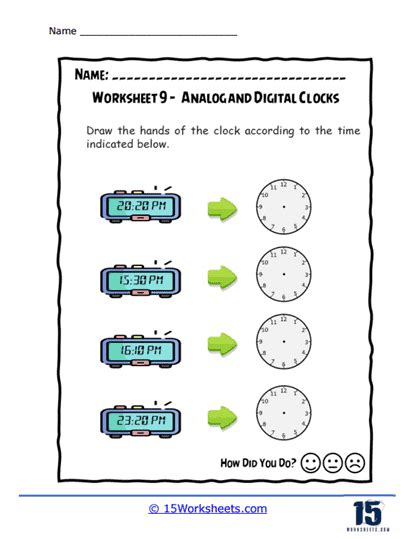 Analog And Digital Clocks Worksheets Worksheets Com