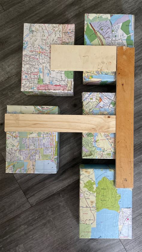 Multi Cubby Map Decoupage Wall Shelf Etsy