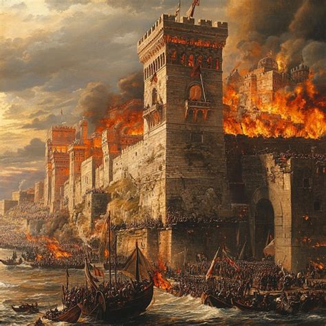 The Fall Of Constantinople In 1453 With The Ottomans Breaching The City