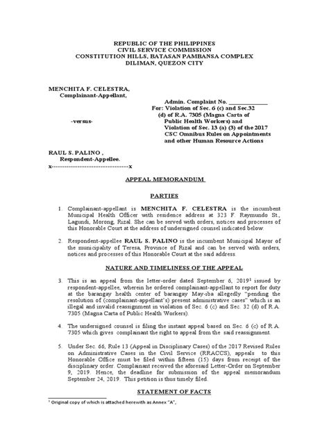 Appeal On Illegal Reassignment Order Pdf Us Securities And