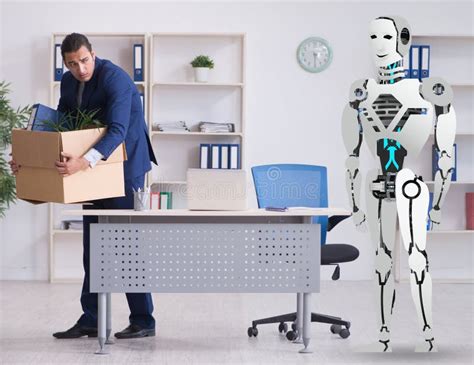 Concept Of Robots Replacing Humans In Offices Stock Image Image Of Employee Dismissing 269354657