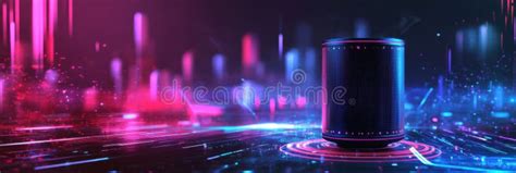 High Tech Digital Assistant Interface Processing Grocery Order With Vibrant Neon Elements And