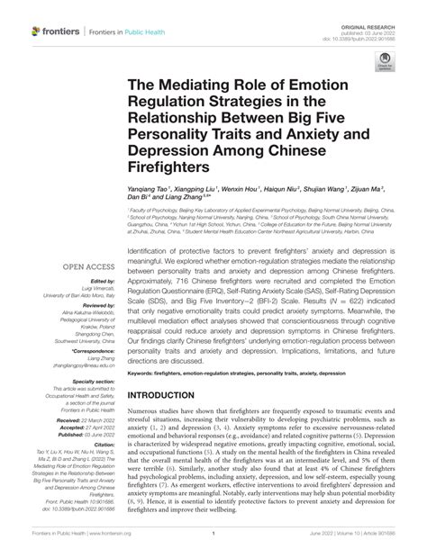 Pdf The Mediating Role Of Emotion Regulation Strategies In The Relationship Between Big Five