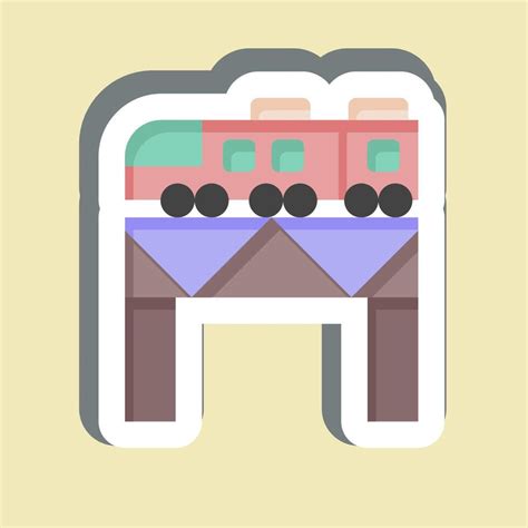 Sticker Bridge Over The River Train Related To Train Station Symbol