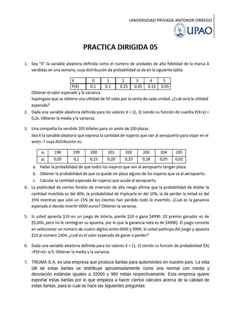 S14 Practica Dirigida 05 Variable Aleatoria Distribucion Normal