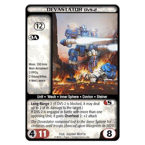 Custom Devastator Dvs 2 Card From The Helm Expansion Of The Battletech