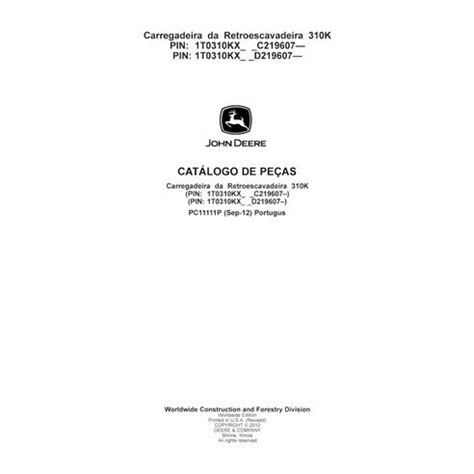 Retroexcavadora John Deere 310k Catálogo De Piezas Pdf Pt