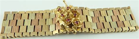 Heavy 9ct Gold Hallmarked Tri Colour Gold 7 Inch Bracelet Weighs 392
