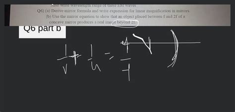 Q6 A Derive Mirror Formula And Write Expression For Linear Magnificati