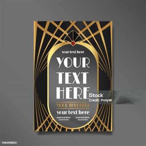 아르 데코 럭셔리 템플릿 골든 블랙 A4 페이지 메뉴 카드 초대장 1920년에 대한 스톡 벡터 아트 및 기타 이미지 1920
