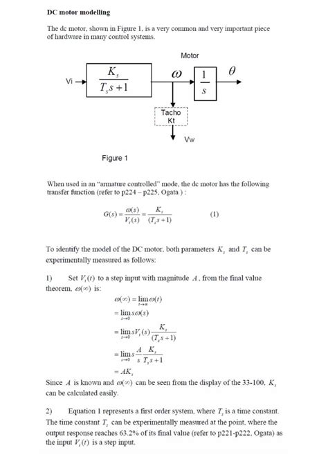 DC Motor Modelling The De Motor Shown In Figure Chegg Com