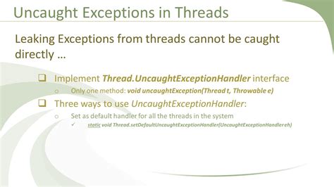 1 Handling Uncaught Exceptions For Every Thread Handling Uncaught