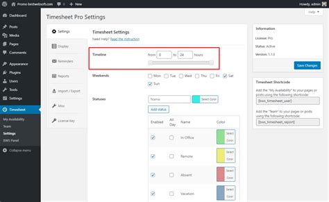 Timesheet User Guide BesWebSoft WordPress Plugin