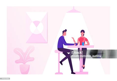 커피 하우스 커피 숍 또는 카페 테이블 마시는 커피에 앉아 편안한 남성과 여성 캐릭터는 휴식 또는 주말 휴식을 갖는 함께 시간을 보내고 만화 플랫 벡터 일러스트 거리에 대한