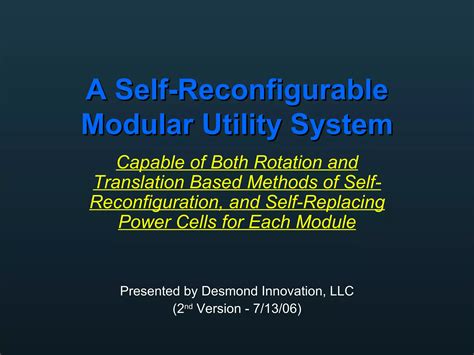 A Self Reconfigurable Modular Utility System Ppt Technology And Computing