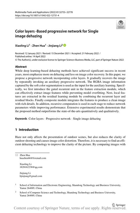 Color Layers Based Progressive Network For Single Image Dehazing