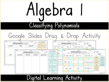 Algebra 1 Classifying Polynomials Using Google Slides Digital Learning