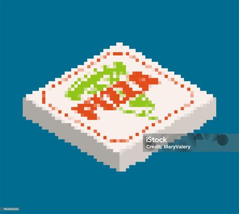 피자 상자 픽셀 아트입니다 패스트 푸드 8 비트 벡터 오래 된 0명에 대한 스톡 벡터 아트 및 기타 이미지 0명 고기