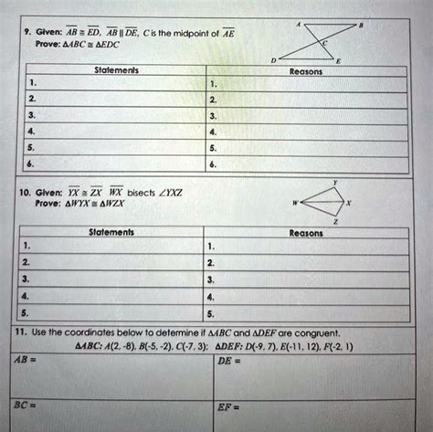 SOLVED Given AB ED AB II DE C Is The Midpoint Of AE Prove AABC AEDC Stalements Reasons