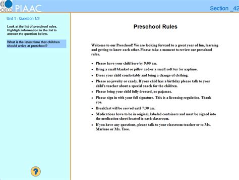 Program For The International Assessment For Adult Competencies PIAAC Literacy Sample Item 1