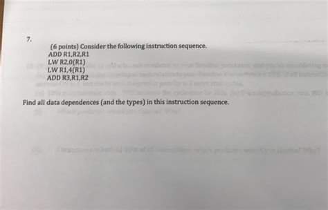 solved consider the following instruction sequence add r1