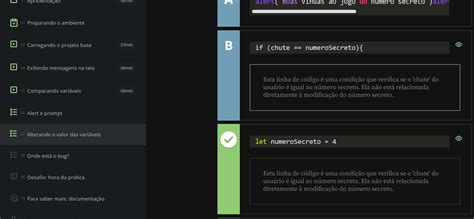Sugestão Erro na explicação das alternativas Lógica de programação mergulhe em programação