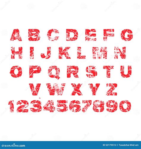 Red Grunge Alphabet Rubber Stamp Isolated On White Background Stock Vector Illustration Of