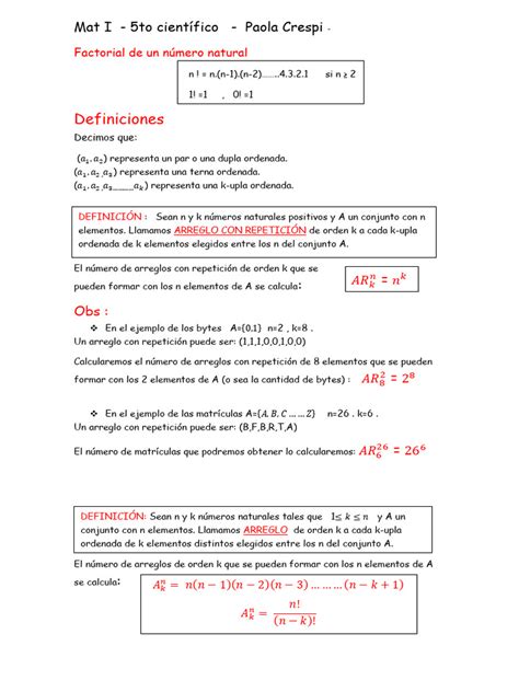 Definiciones De Combinatoria C Pdf Matemática Elemental Funciones Y Mapeos