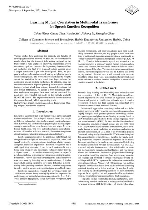 Pdf Learning Mutual Correlation In Multimodal Transformer For Speech