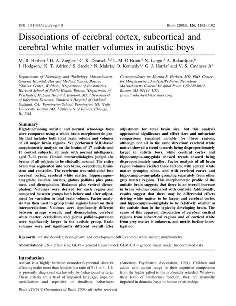 PDF Dissociations Of Cerebral Cortex Subcortical And Cerebral White