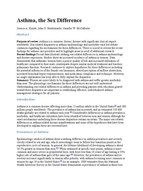 Asthma The Sex Difference Pdf Hormone Replacement Therapy Asthma
