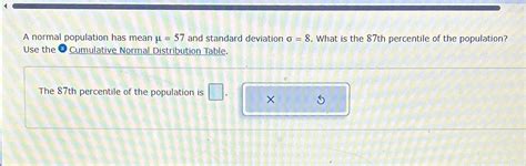 Solved A Normal Population Has Mean μ 57 ﻿and Standard
