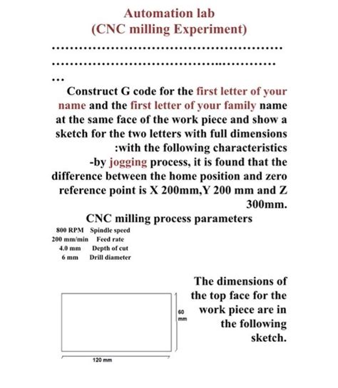 Solved Automation Lab CNC Milling Experiment Construct G Chegg